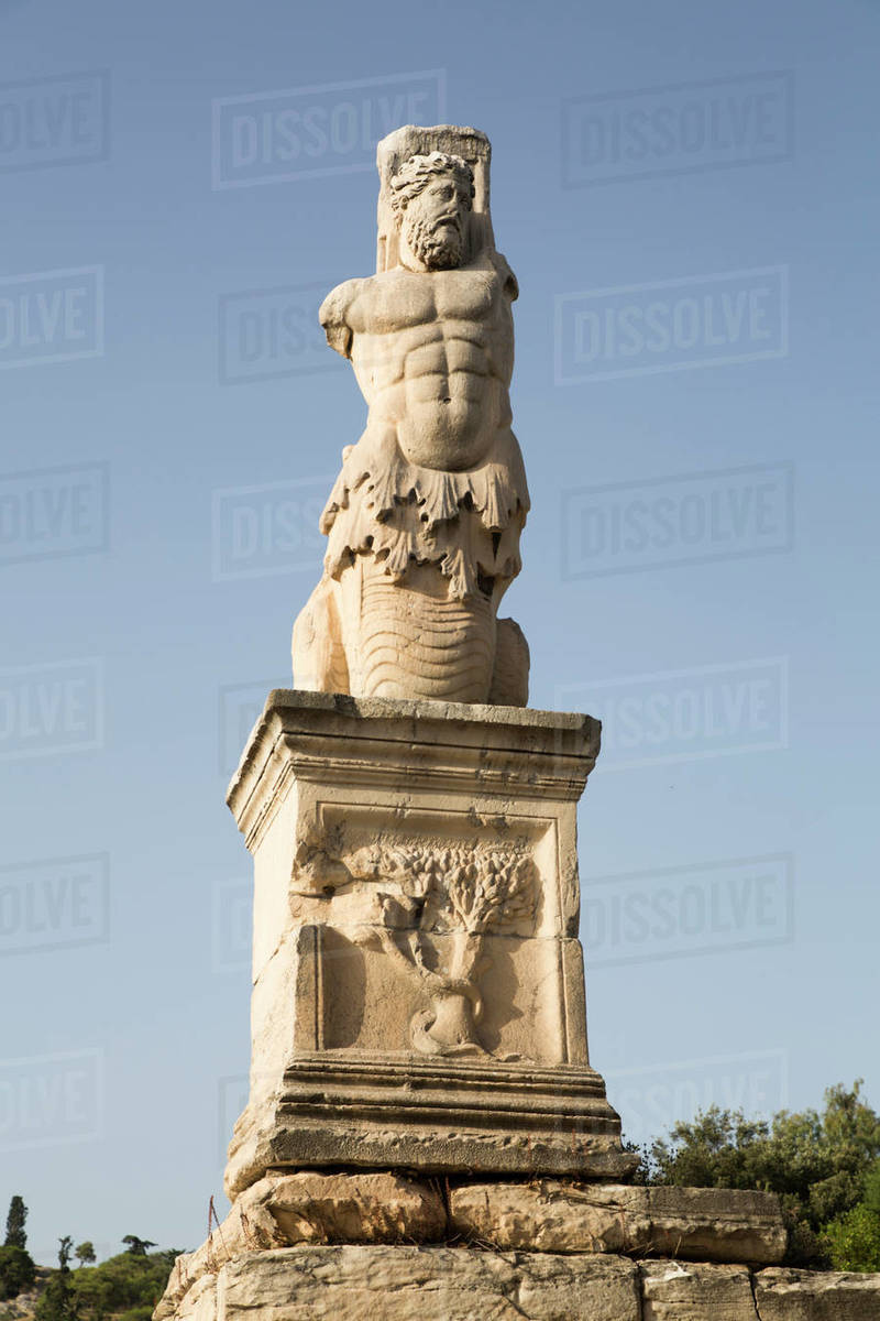 Statue, Odeon of Agrippa, Ancient Agora, Athens, Greece, Europe ...