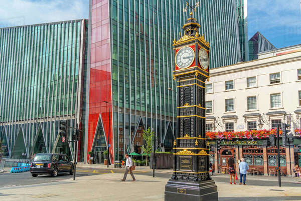 View of Little Ben Clock, 1892 replica of Big Ben, Victoria, London ...