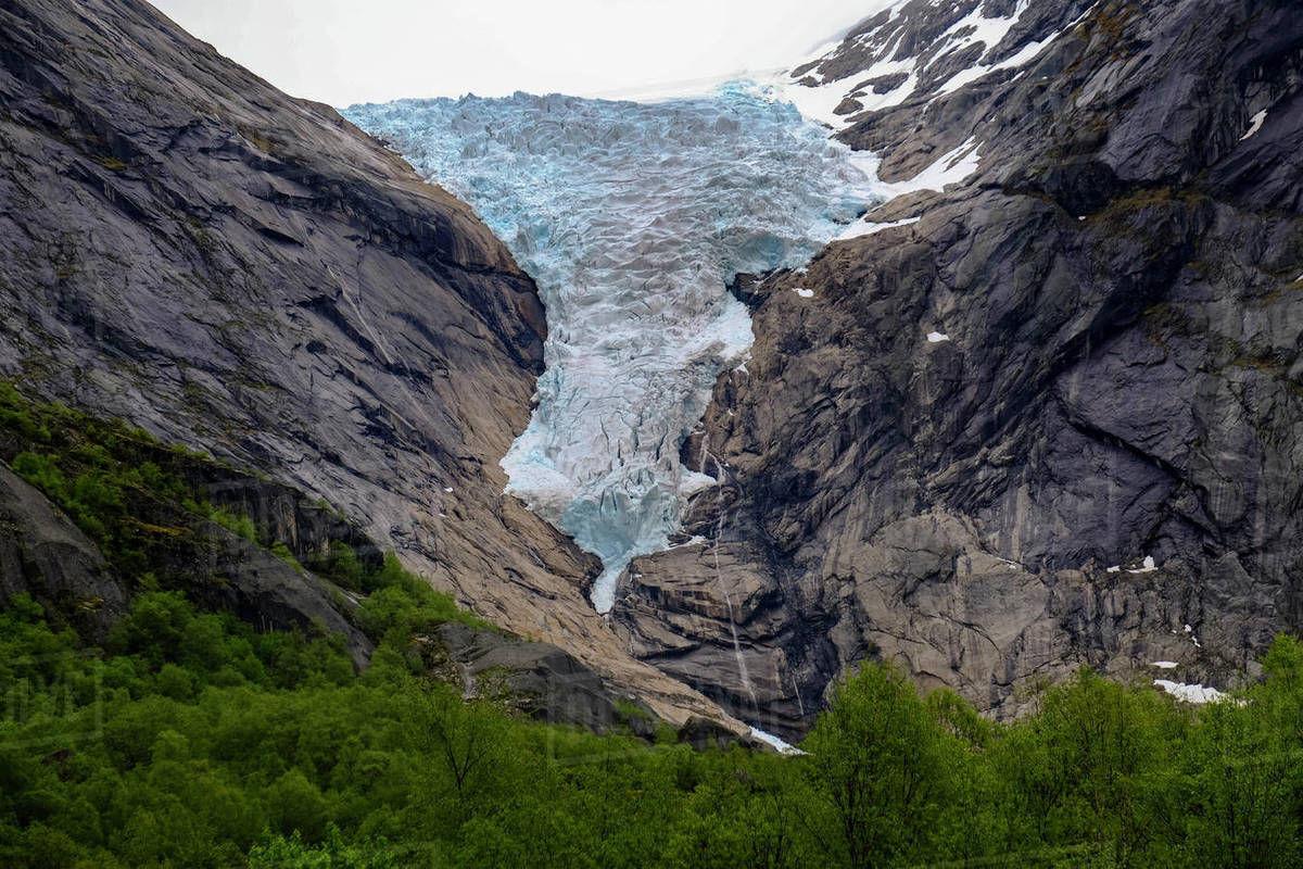 Briksdal glacier, one of the most accessible and best known arms of the ...