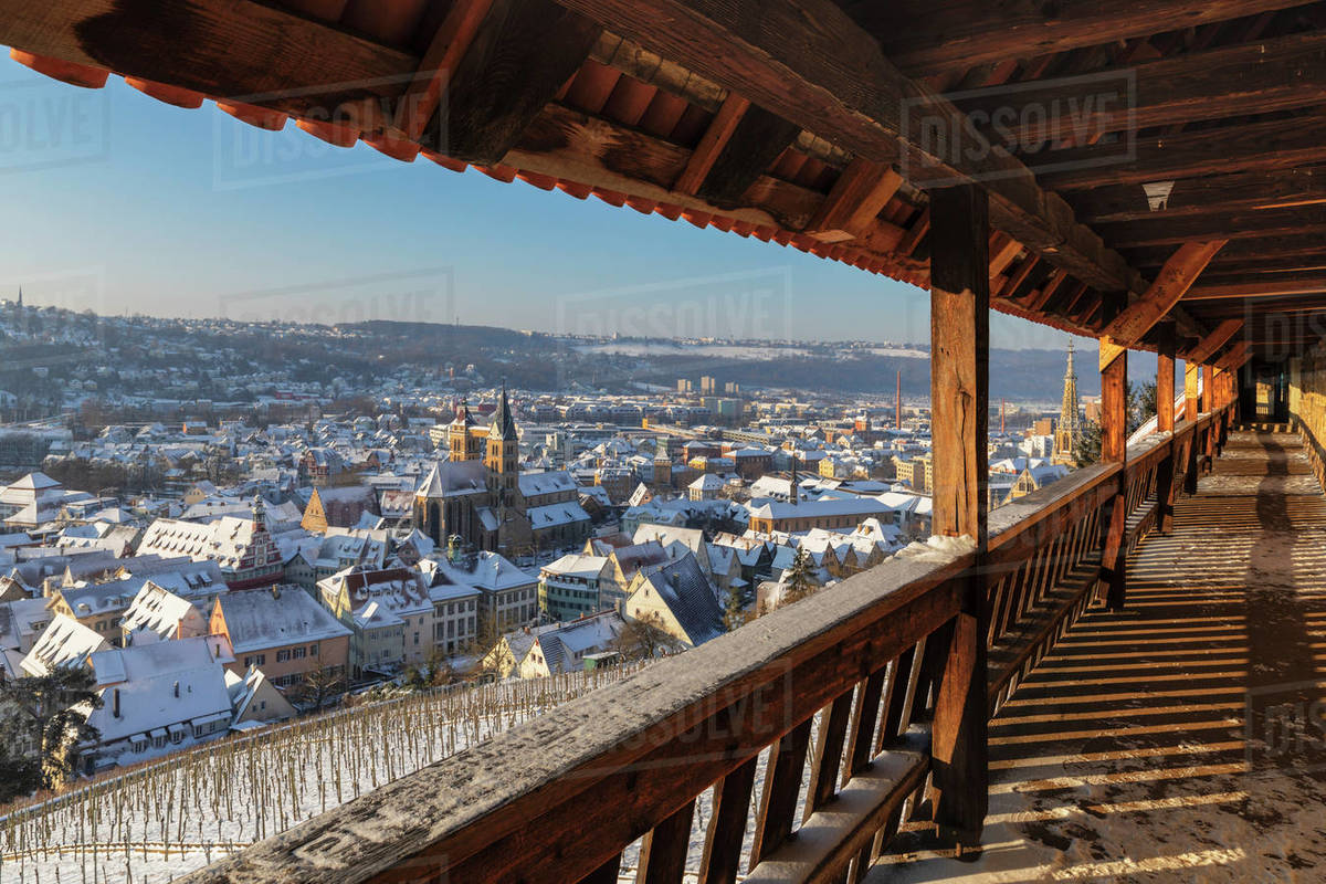View from the castle to the old town of Esslingen, Baden-Wurttemberg ...