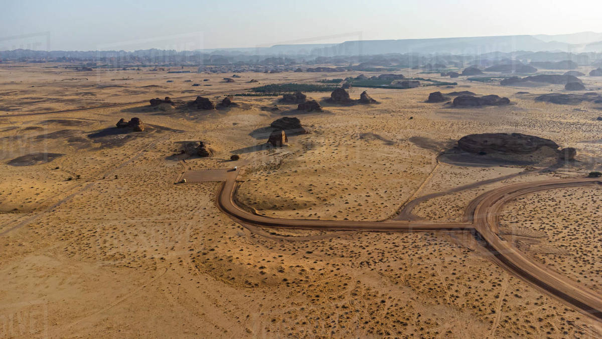 Aerial of the Madain Saleh (Hegra) (Al Hijr), UNESCO World Heritage ...