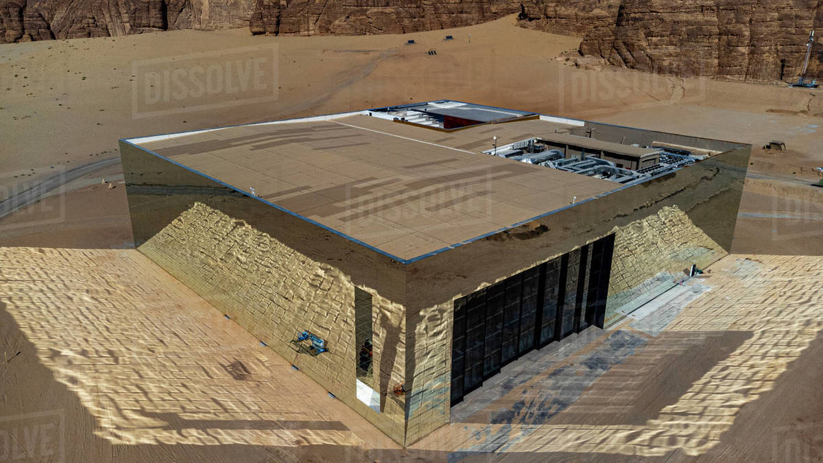 Aerial of the Maraya Concert Hall, Al Ula, Kingdom of Saudi Arabia ...