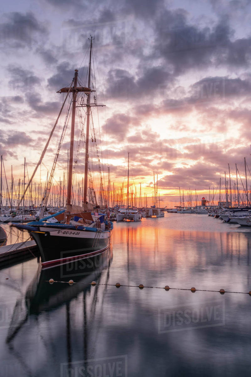 Marina Rubicon Shopping Center in Rubicon Marina at sunset, Playa ...