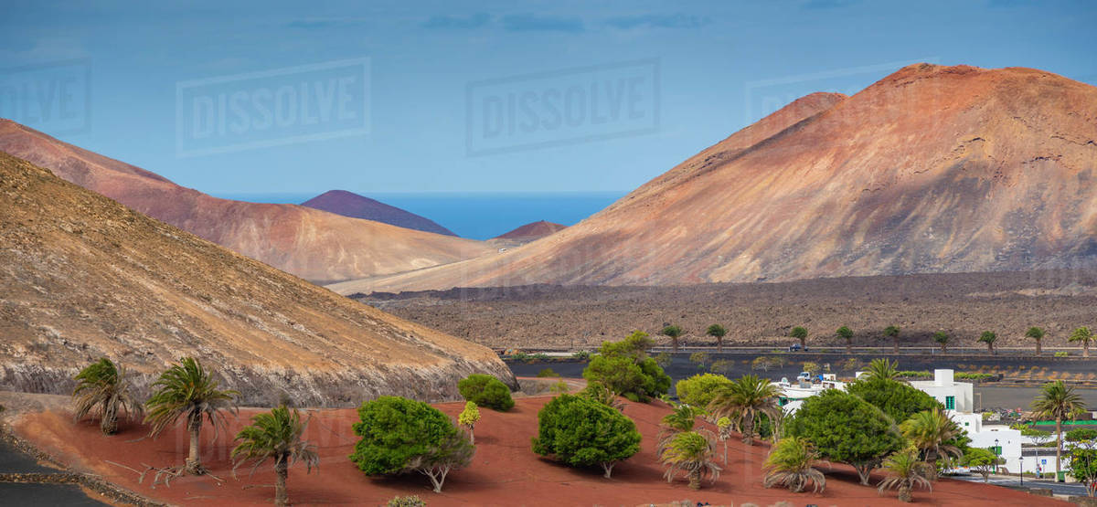 View of landscape and Atlantic Sea from Yaisa, Yaisa, Lanzarote, Canary ...