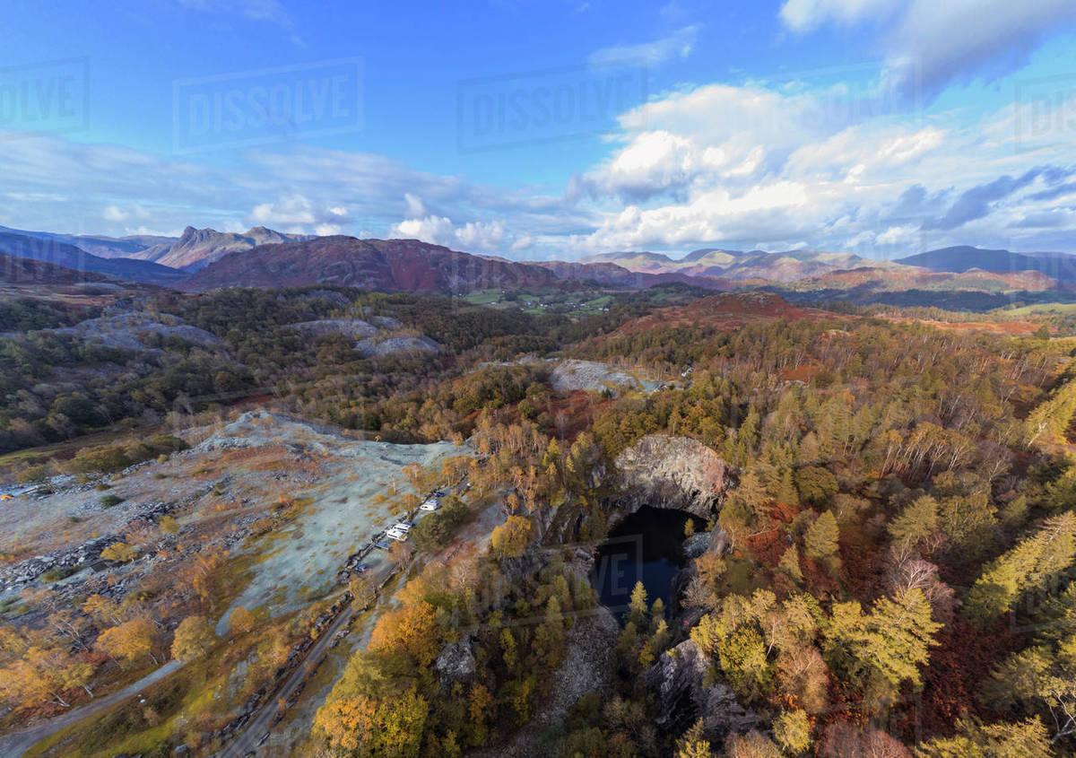 Overhead view of Hodge Close Quarry, Lake District National Park ...