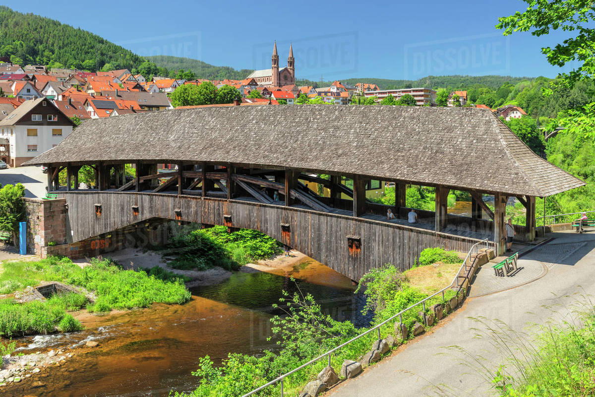 Wooden Bridge over Murg River, Forbach, Murgtal Valley, Black Forest ...
