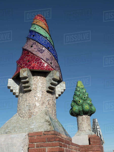 Rooftop of Palau Guell, a mansion designed by architect Antoni Gaudi ...