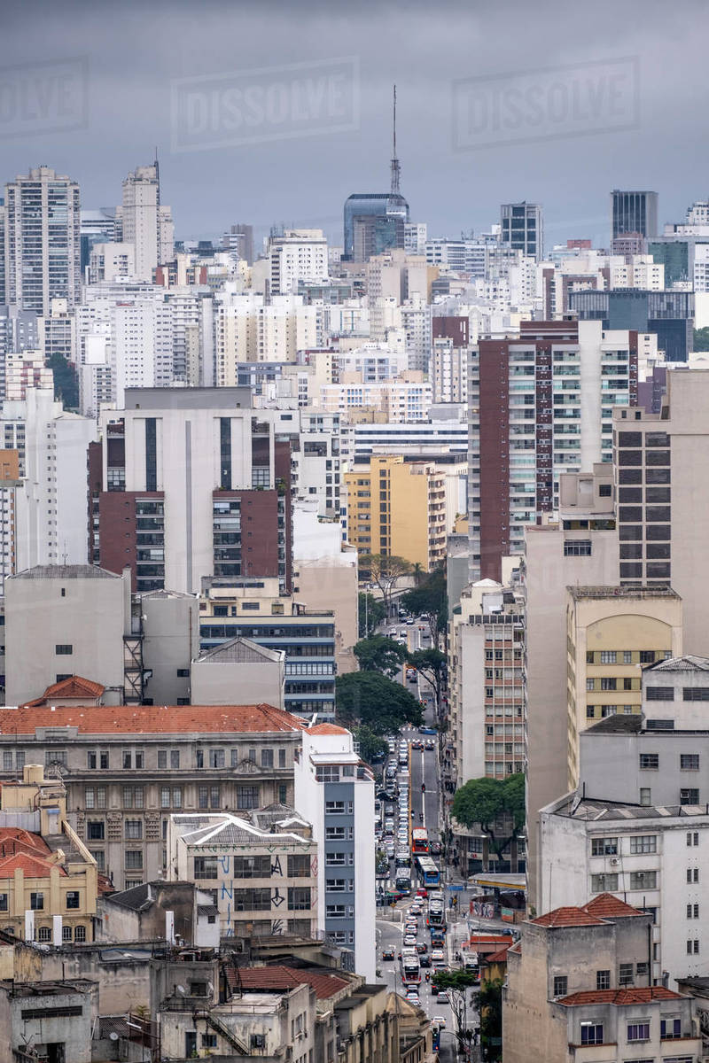Concrete apartment blocks and commercial office buildings in the ...