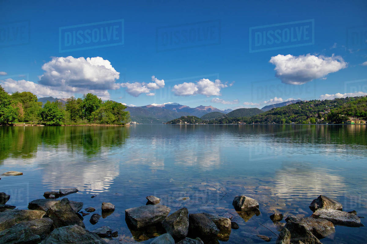 View of Lake Orta and the Island of San Giulio, Orta, Lake Orta ...