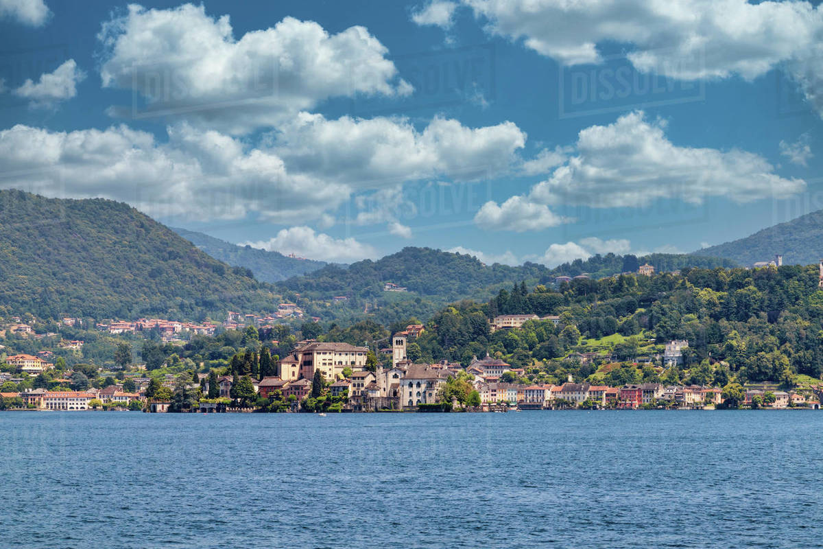 A view of San Giulio island, Orta lake, Novara district, Piedmont ...