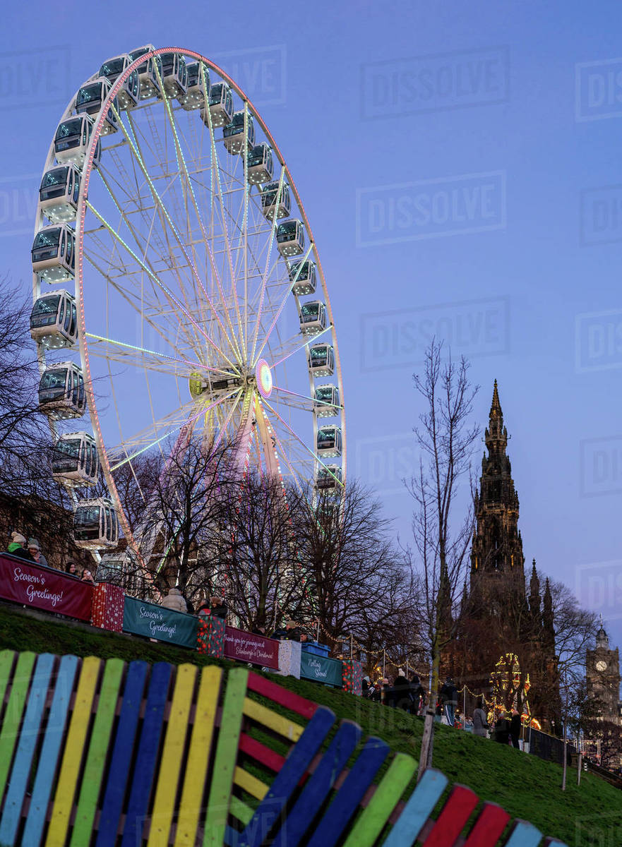 Ferris Wheel with Sir Walter Scott Monument in the background ...