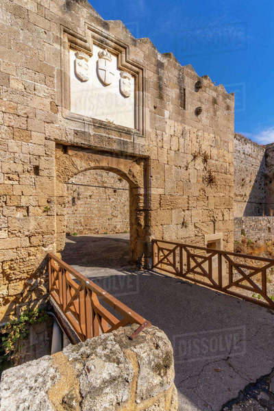 View of Saint Athanasios Gate, Old Rhodes Town, UNESCO World Heritage ...