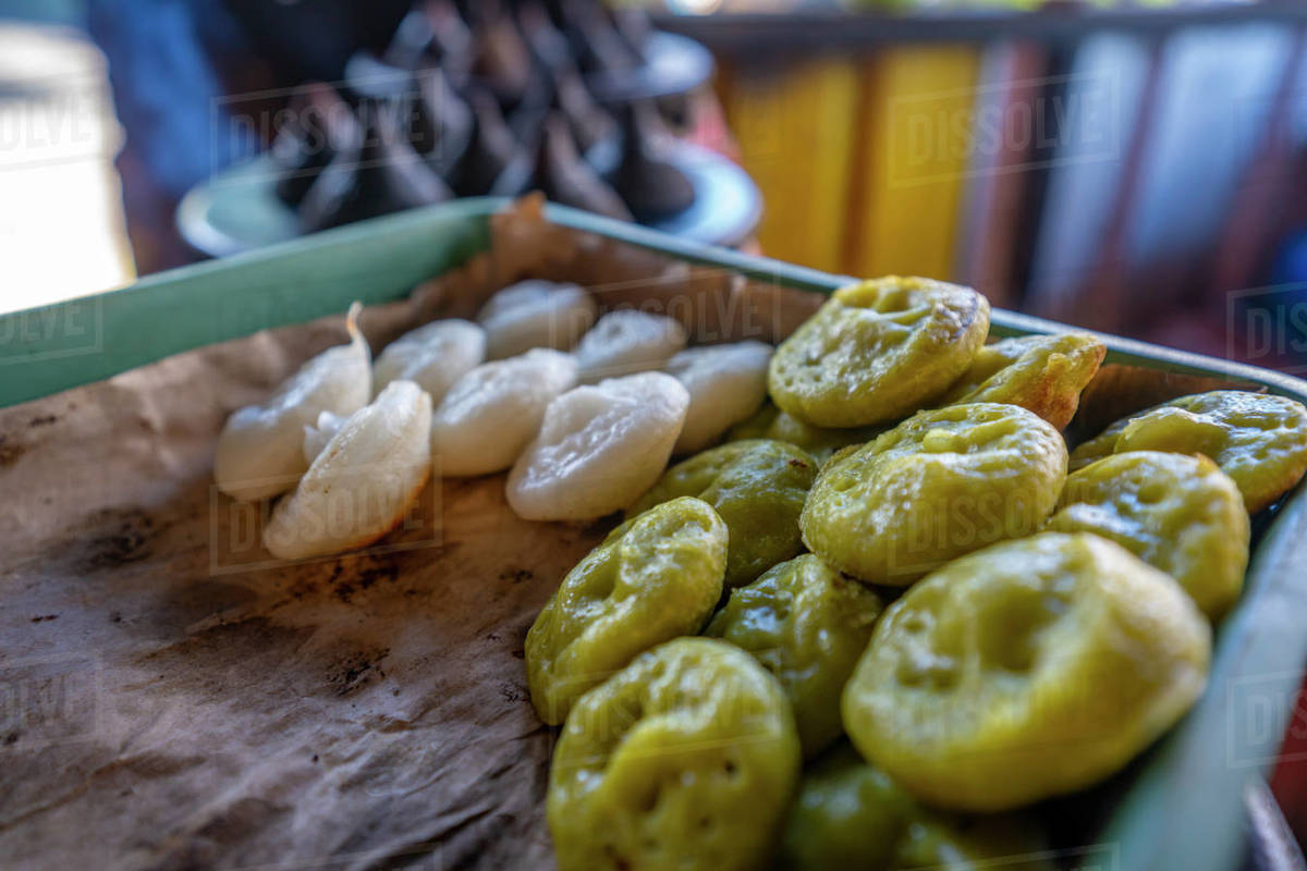 Klepon, traditional Balinese rice cakes, Bali, Indonesia, South East ...