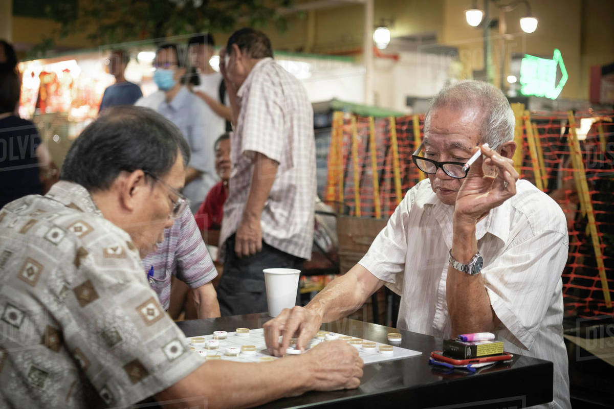 Men playing checkers, Chinatown, Singapore, Southeast Asia, Asia ...