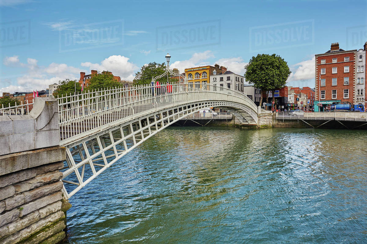Ha'penny Bridge across the River Liffey, Dublin, Republic of Ireland ...