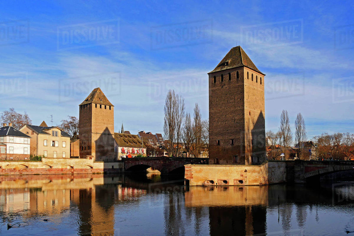 River Ill with Ponts Couverts and Strasbourg Cathedral, UNESCO World ...