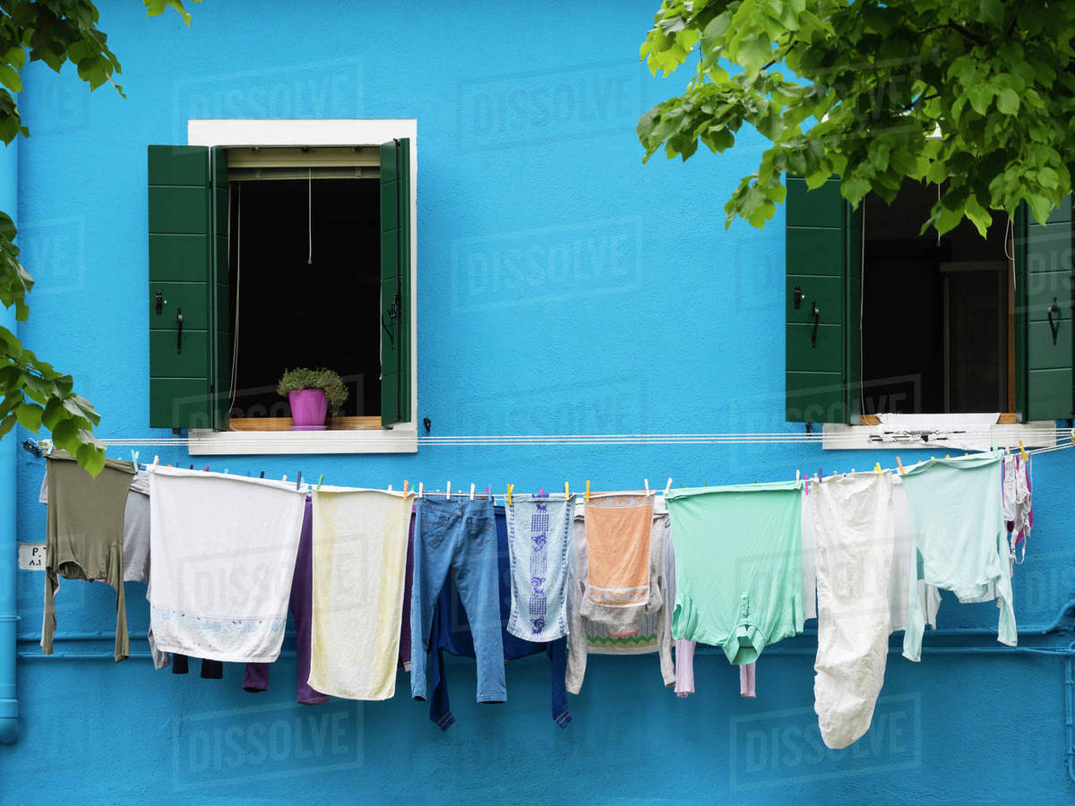 Washing on the line, Burano, Venice, Veneto, Italy, Europe - Royalty ...