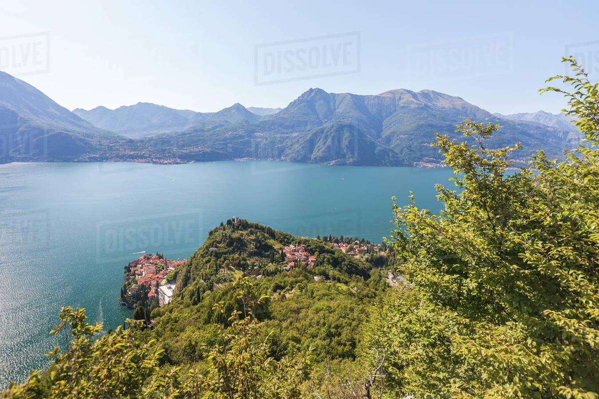 Castello di Vezio above the village of Varenna, Lake Como, province of ...