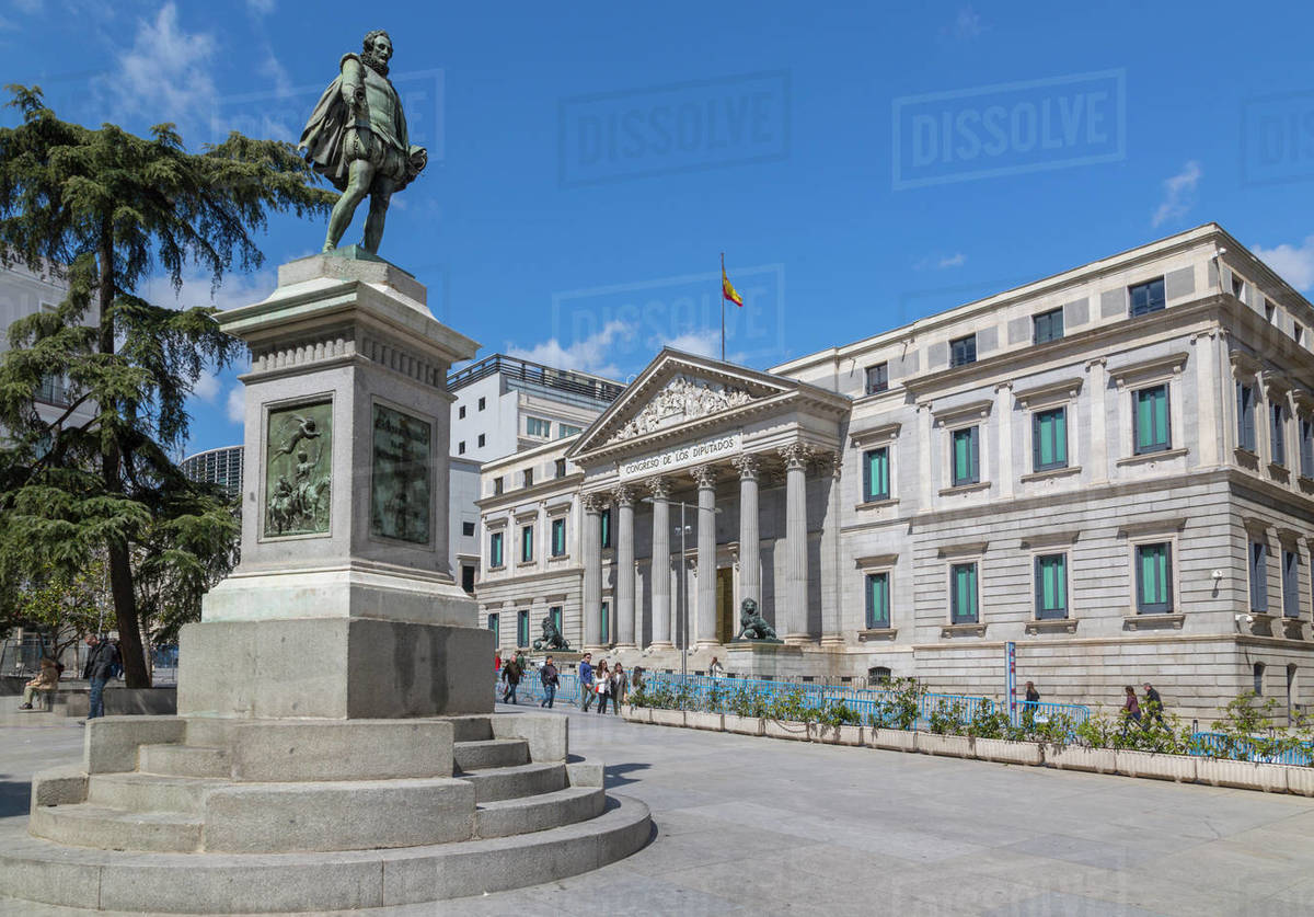 View of Michaeli de Gervantes statue and Congress in Plaza de las ...