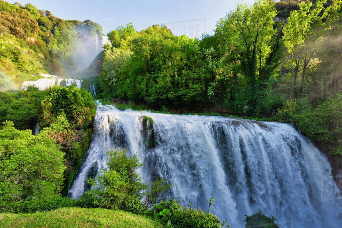 Marmore Waterfalls in spring, Marmore Waterfalls Park, Terni, Umbria ...