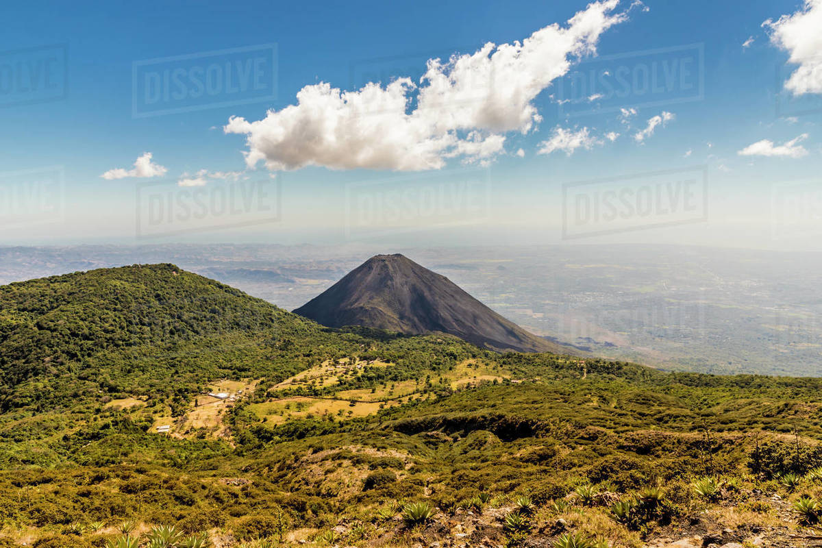 The view of Volcano Izalco from Volcano Santa Ana, Santa Ana, El ...