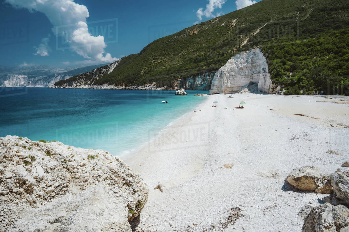 Remote and hidden Fteri beach in Kefalonia Island, Greece, Europe ...