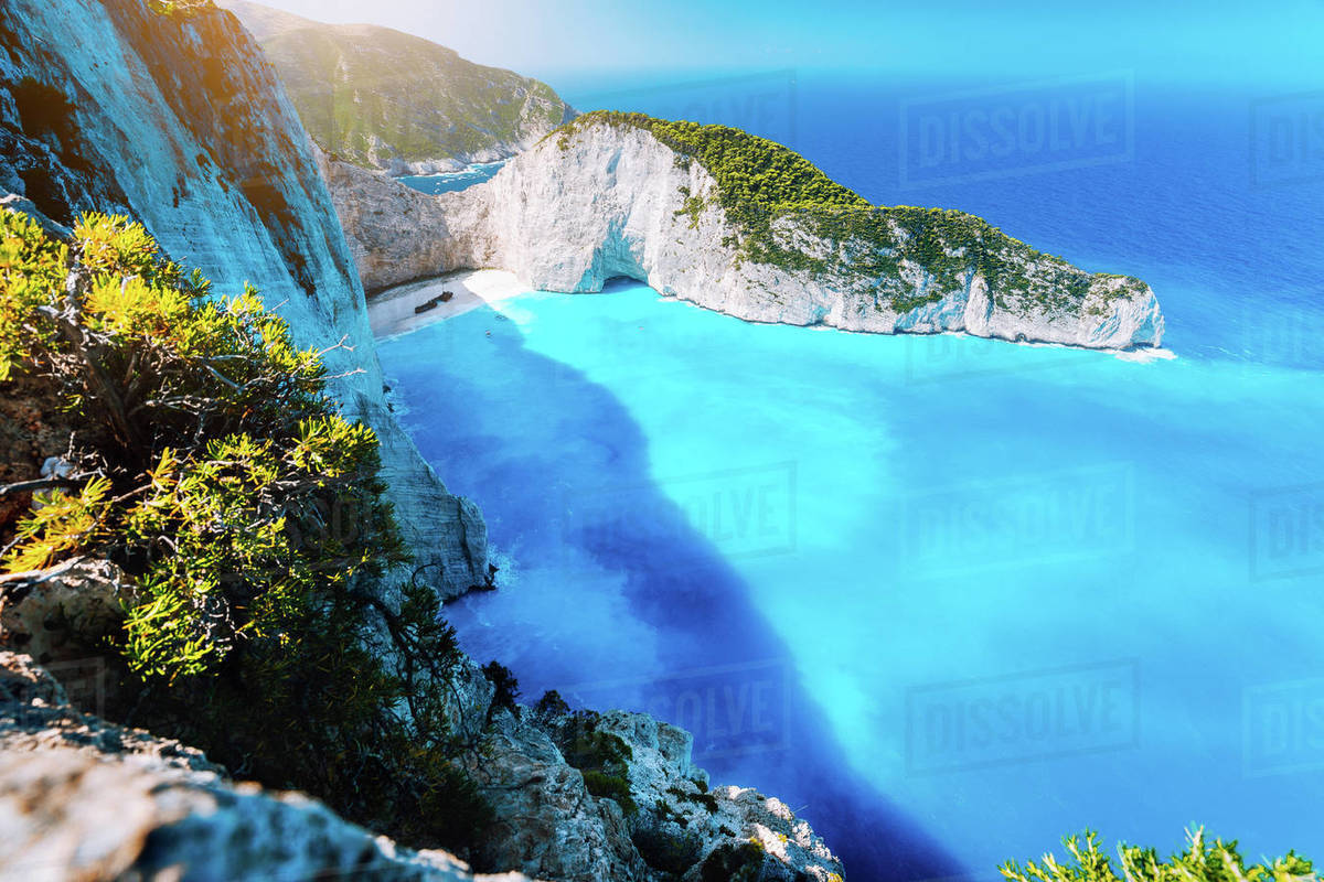 Panorama of Navagio beach Shipwreck bay Zante from view point ...