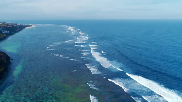 Top view of the coastal ocean of the island of Bali Indonesia 12 - 4K ...