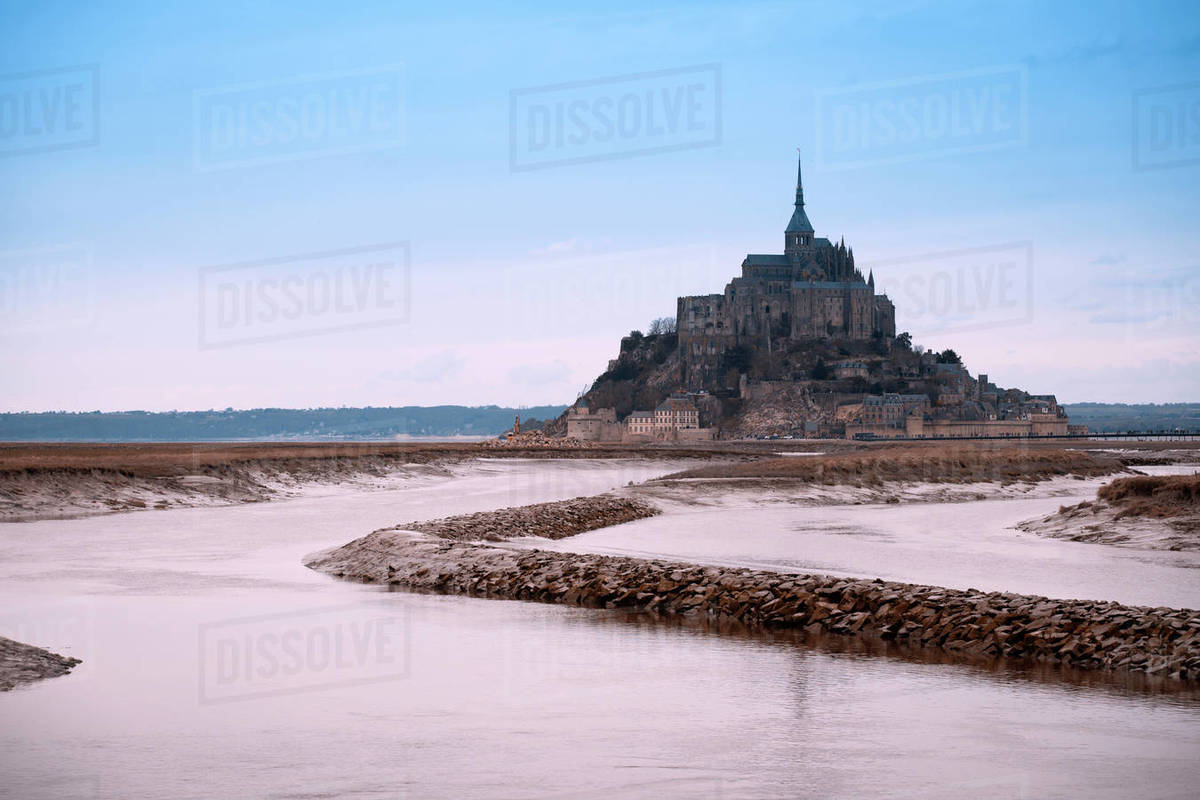 Beautiful famous castle Mont-Saint-Michel, Normandy, France - Stock ...