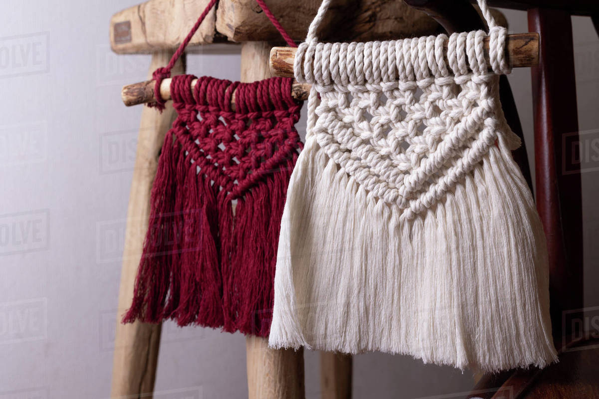 Beautiful macrame panel in the interior - Stock Photo - Dissolve