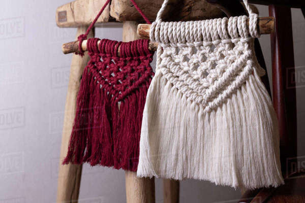 Beautiful macrame panel in the interior - Stock Photo - Dissolve