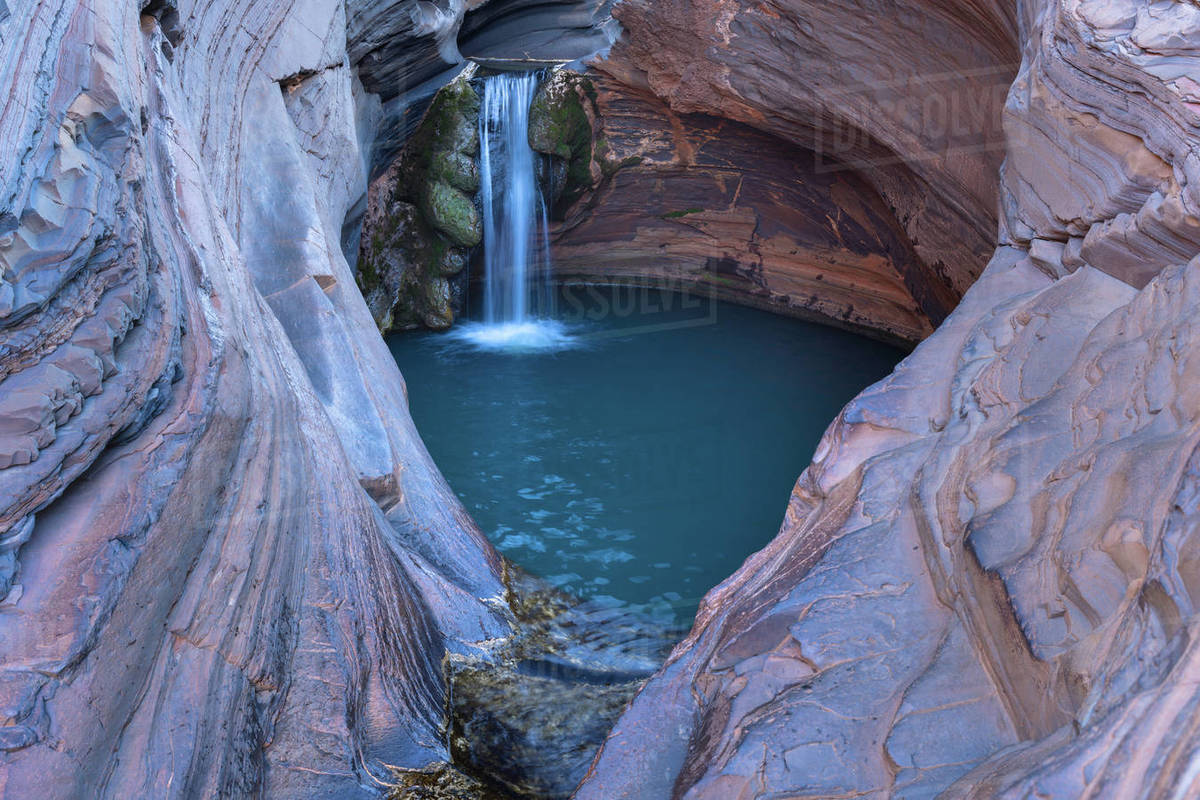 a wide angle shot of the popular spa pool at karijini national park in ...