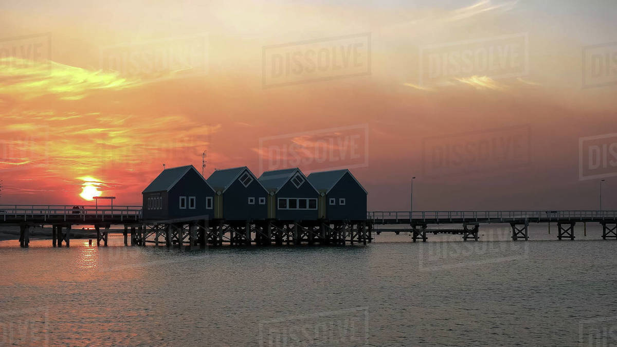 west australia's busselton jetty at sunset, longest jetty in the ...