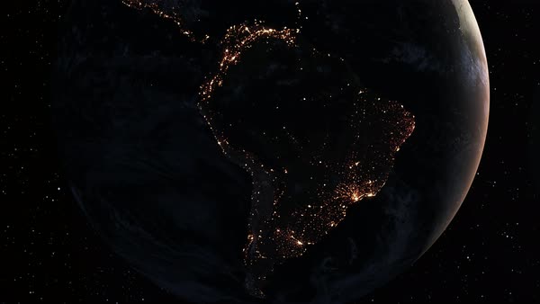 Planet earth 3D orbital animation with realistic geography surface and ...