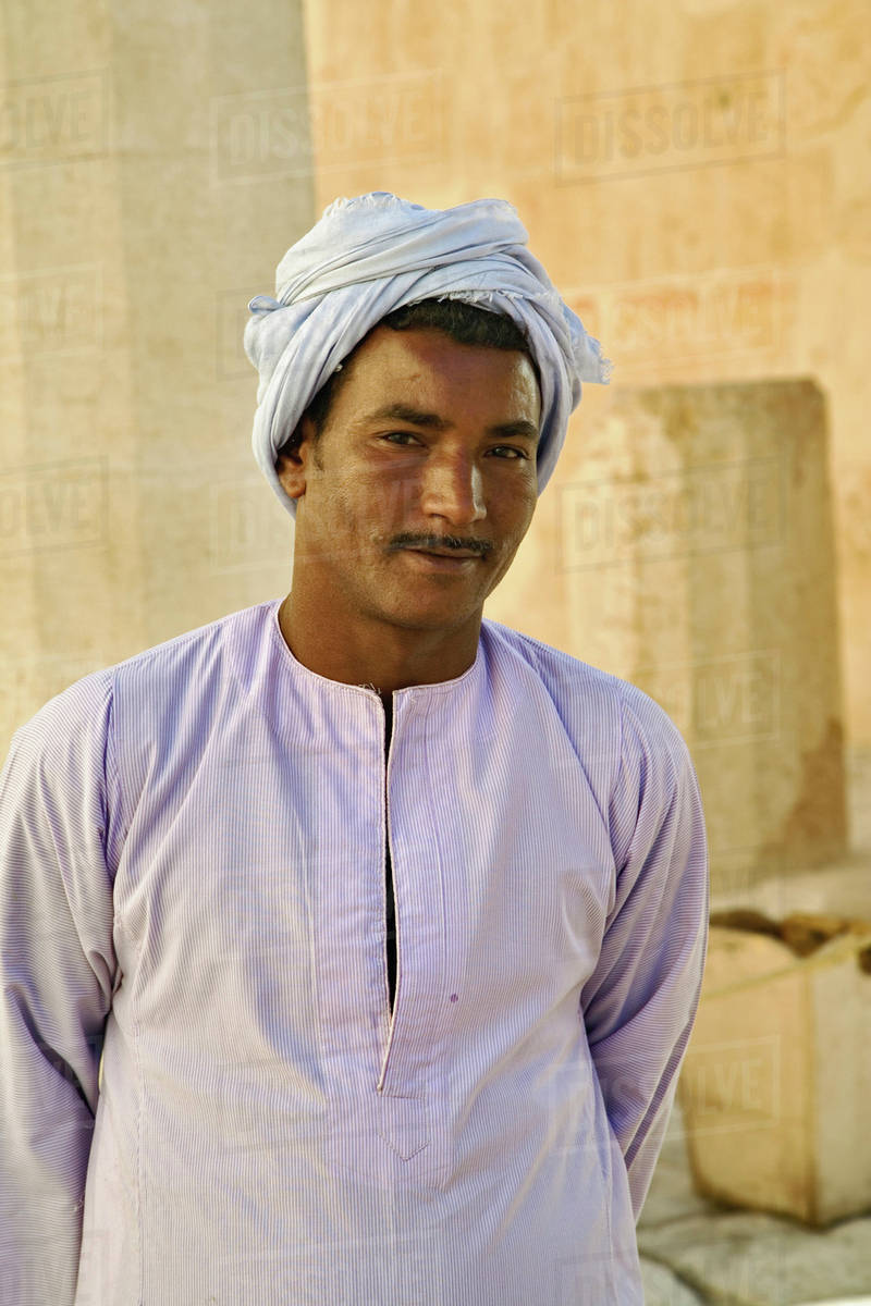 Egyptian man at the Mortuary Temple of Queen Hatshepsut, Valley of the ...