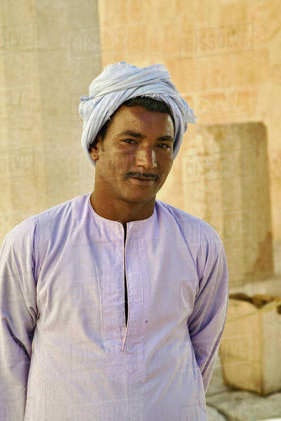 Egyptian man at the Mortuary Temple of Queen Hatshepsut, Valley of the ...