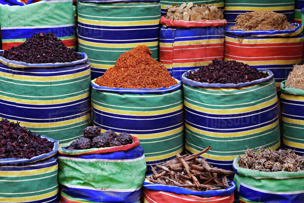 Colorful spices for sale in spice shop, Luxor, Egypt. - Stock Photo ...