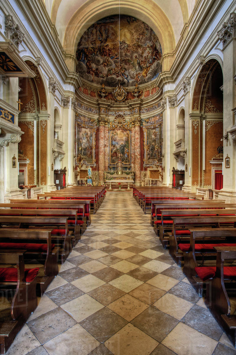 Interior architecture of Catholic church in Dubrovnik, Croatia a UNESCO ...