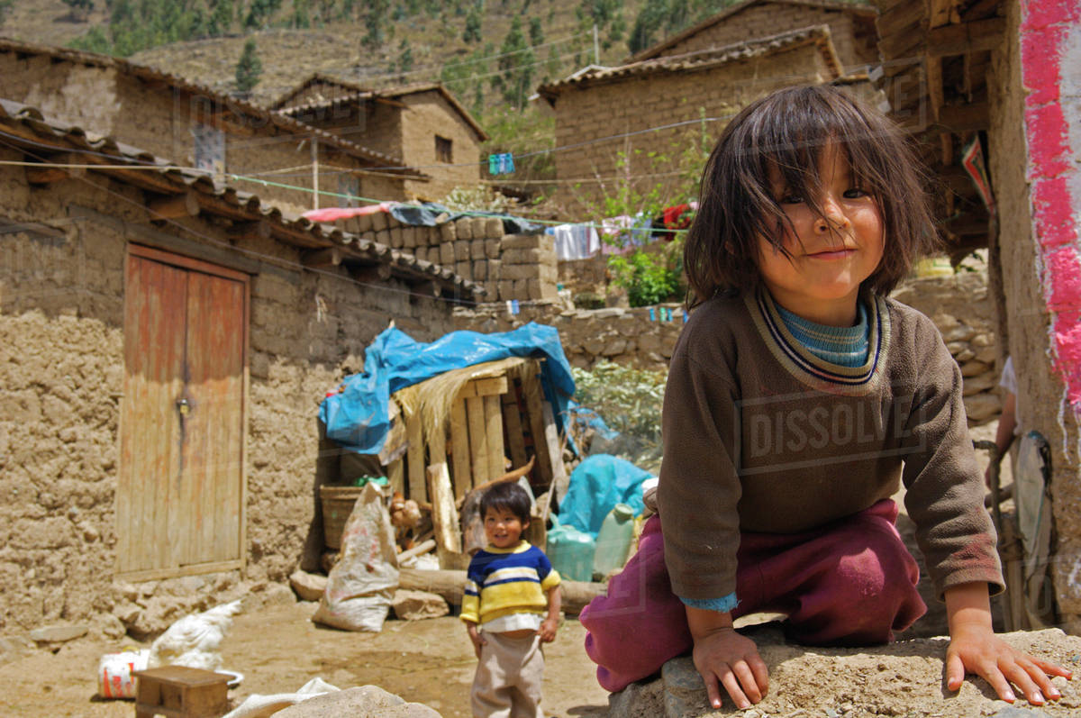 Peru, Rural village children. - Royalty-free Stock Photo | Dissolve