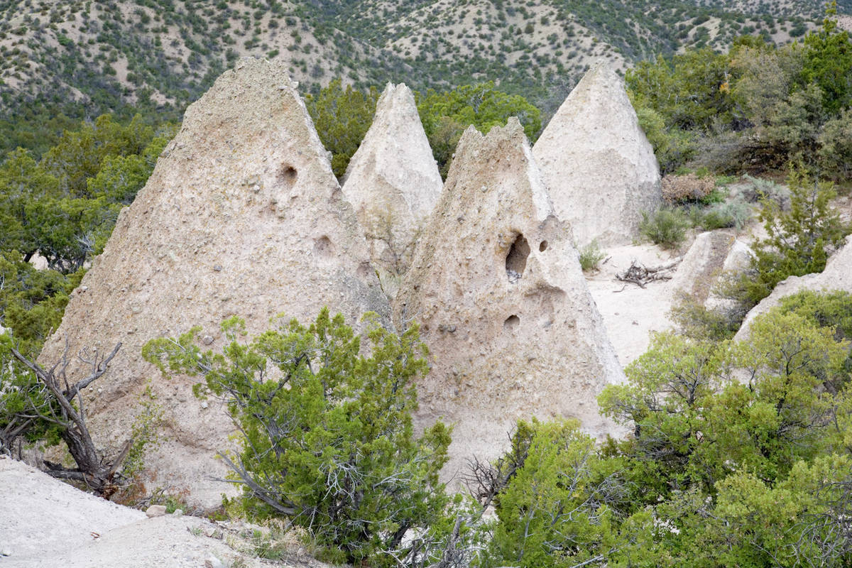 NM, New Mexico, Kasha-Katuwe Tent Rocks National Monument, cone shaped ...