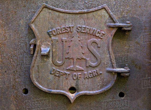 USA, Oregon, Rogue River National Forest. Close-up of US Forest Service ...