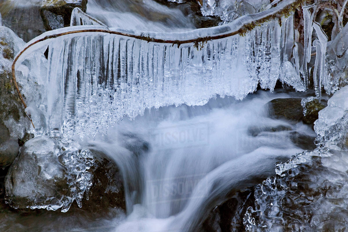Icy Waterfalls In Washington State