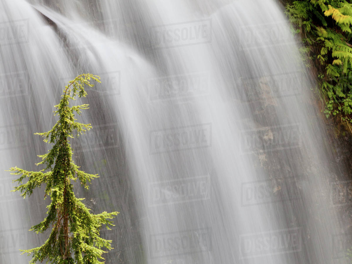 USA, Washington, Stehekin. Waterfall at the end of the Agnes Gorge ...
