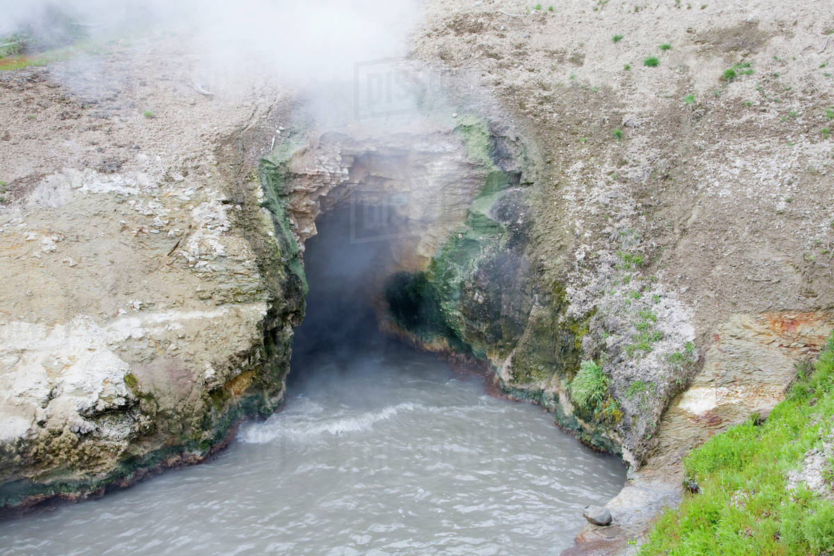 WY, Yellowstone National Park, Mud Volcano area, Dragon's Mouth Spring ...
