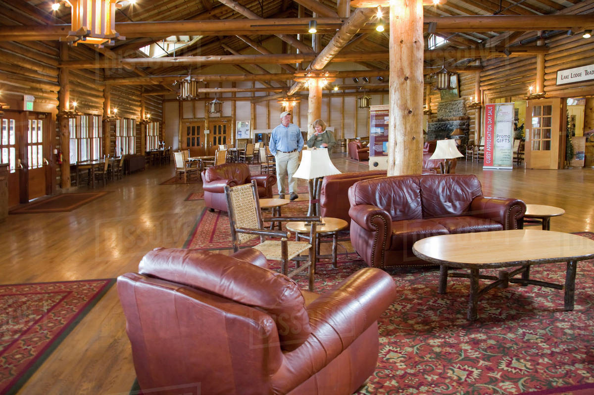 WY, Yellowstone National Park, Lake Village, Lake Lodge, on the shore ...