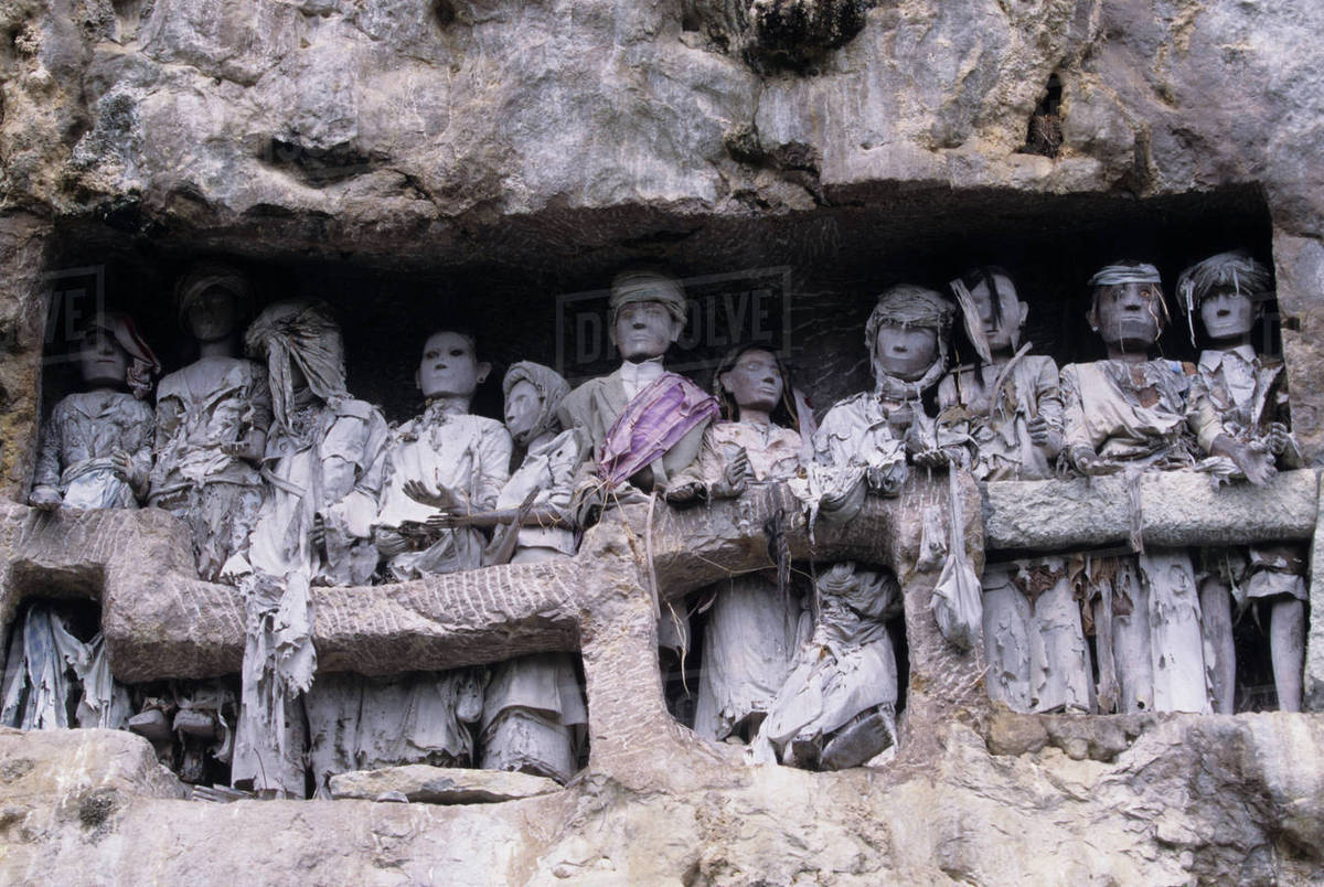 Indonesia, Sulawesi, Tana Toraja region. Tau tau, effigies of departed ...