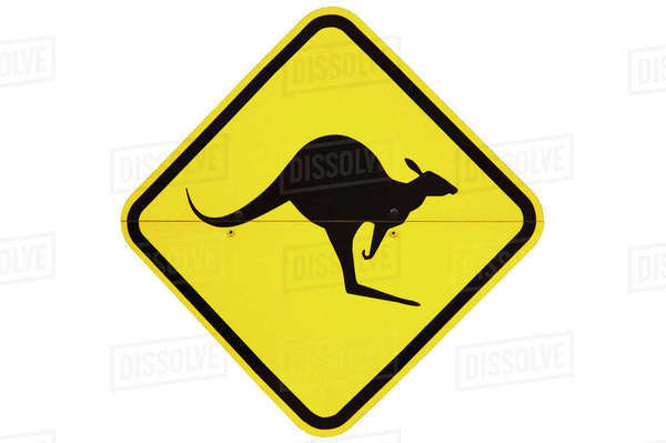 Kangaroo Warning Sign, Australia - Stock Photo - Dissolve