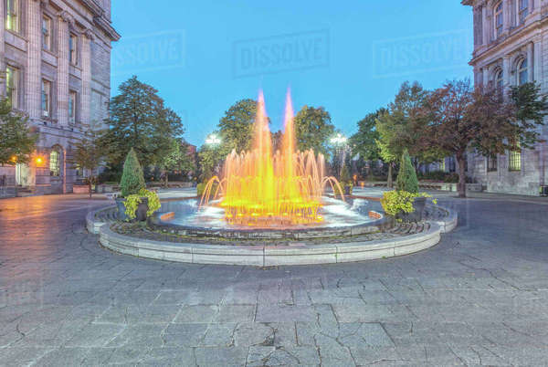 Canada, Quebec, Montreal, Old Montreal Fountain. - Royalty-free Stock ...