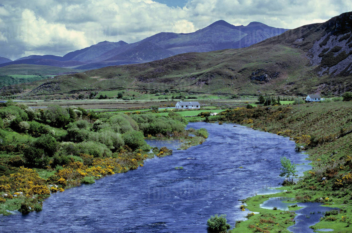 Europe, Ireland, Caragh River. The Caragh River flows through the ...