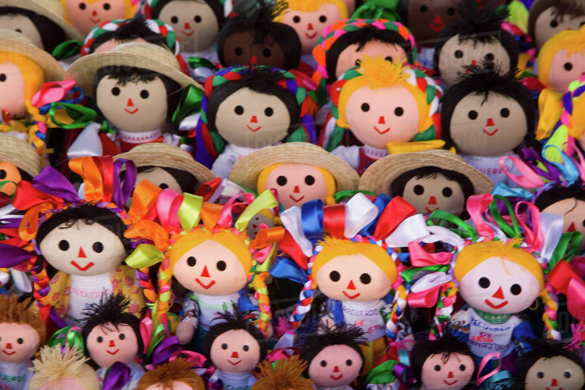 North America, Mexico, Guanajuato. Traditional puppets at the market ...